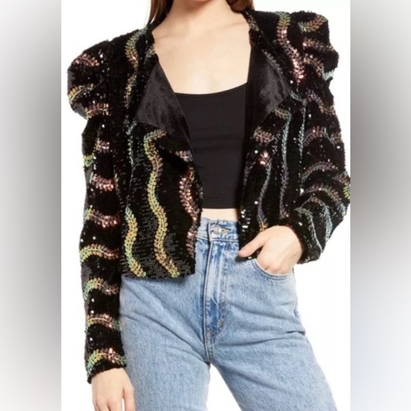 Blank NYC | Jackets & Coats | Blanknyc Sequin Embellished Sleeve ...